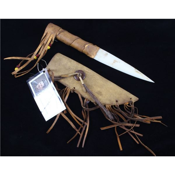 Native American Buffalo Bone Knife & Sheath