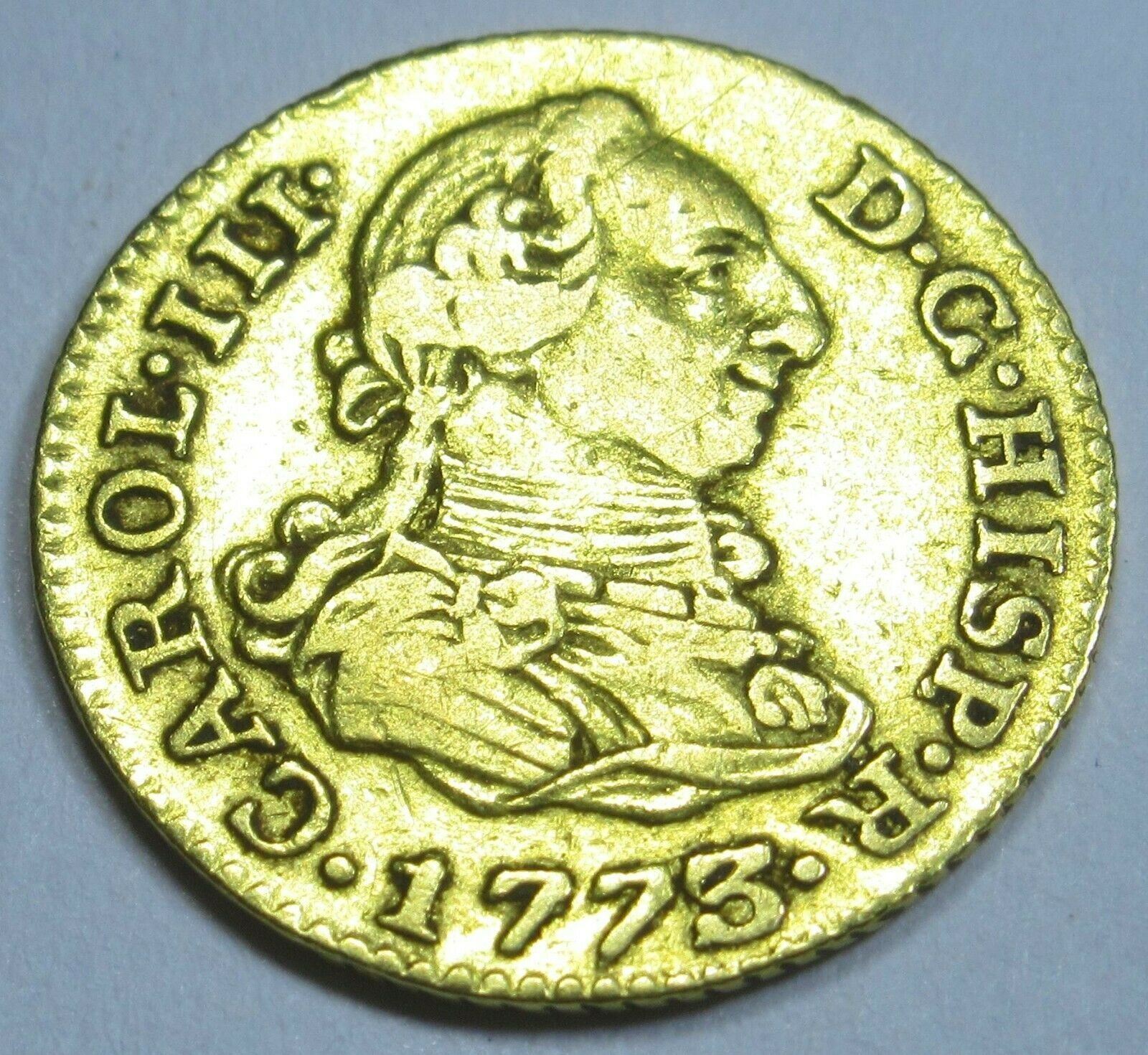 Authentic 1773 Spanish Gold 1/2 Escudo Old Antique Pirate Doubloon ...