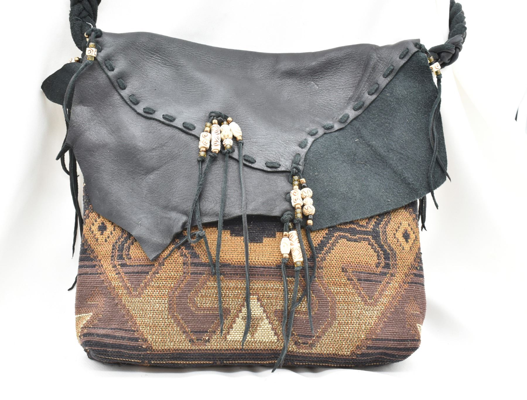 Abenaki Nation Leather and Fabric Purse Abenaki Nation Leather and Fabric Purse