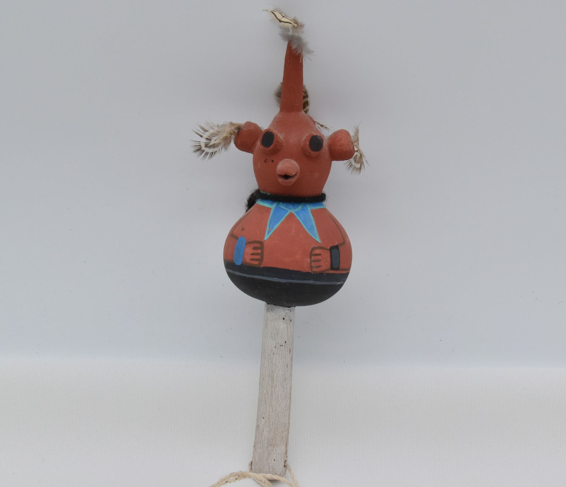 Native American Hopi Gourd Mudman Rattle