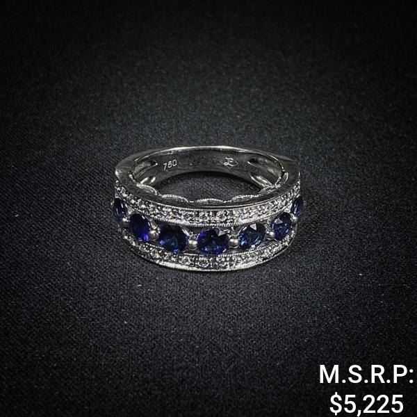 4.1 DWT 18 KT Wht Gold w/ Dimd Lining Ring Sz: 7