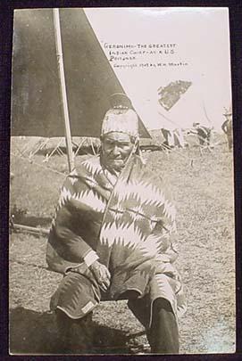 RARE 1909 RPPC REAL PHOTO POSTCARD OF GERONIMO AS