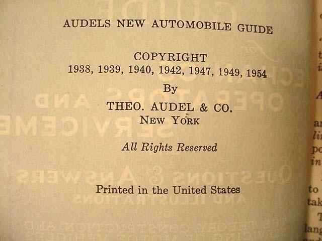 1954 "AUDELS NEW AUTOMOBILE GUIDE" HARDCOVER BOOK