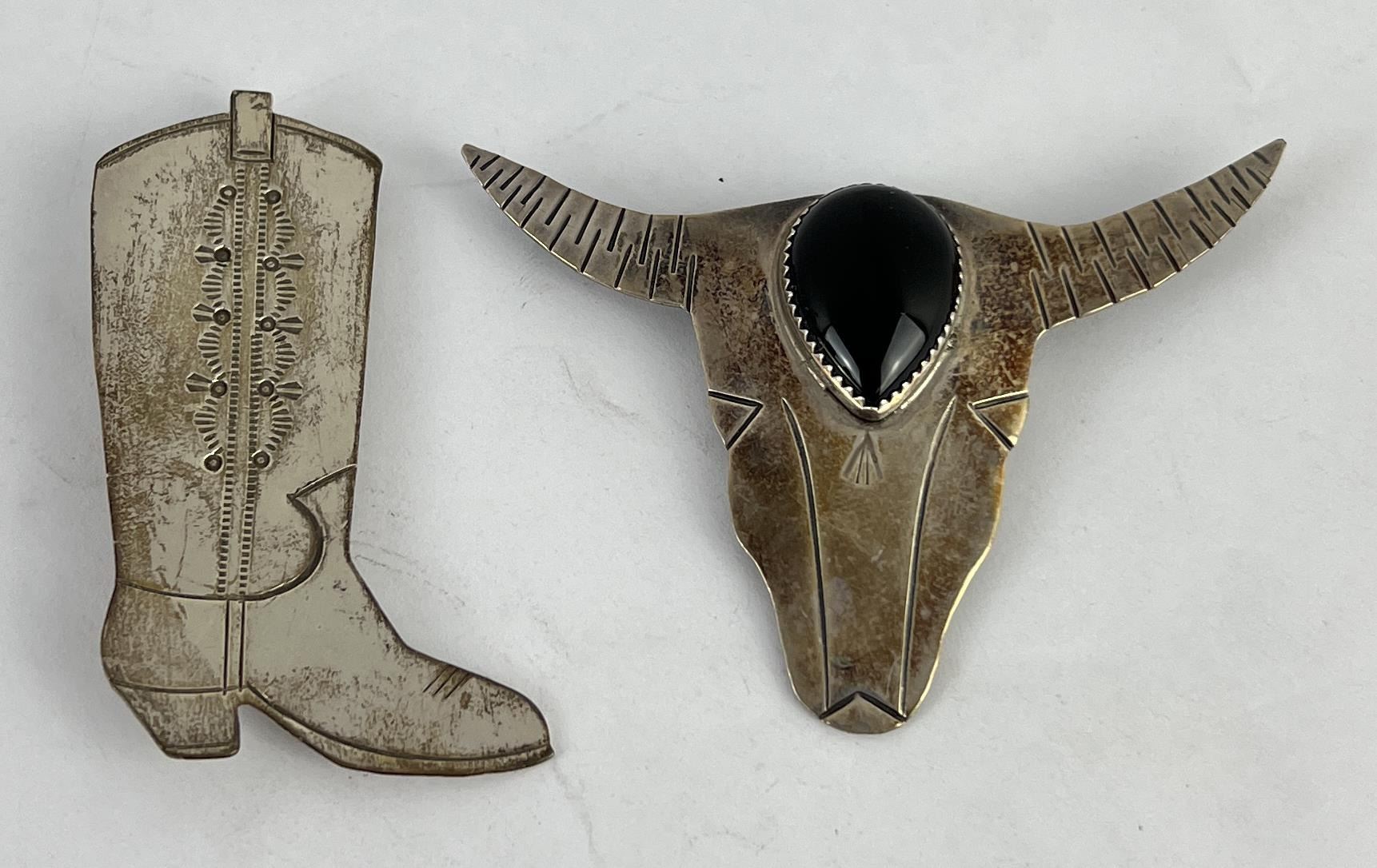 Navajo Sterling Silver Cowboy Brooches