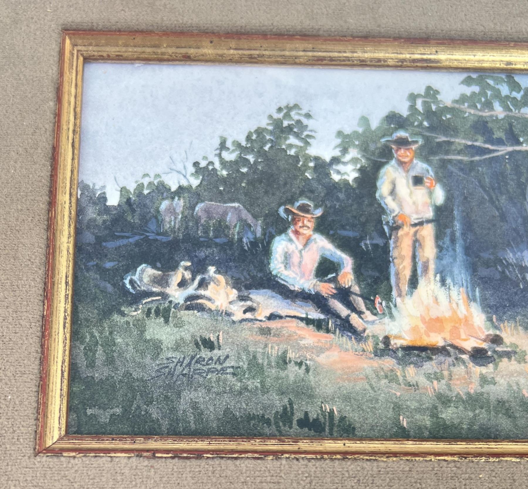 Sharon Sharpe Watercolor Cowboy Painting