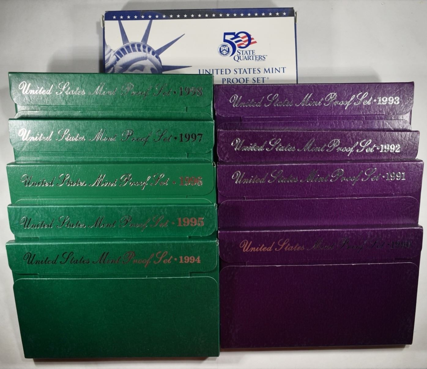 PROOF SETS FROM 90s; 1990-1999 IN ORIG PACKAGING