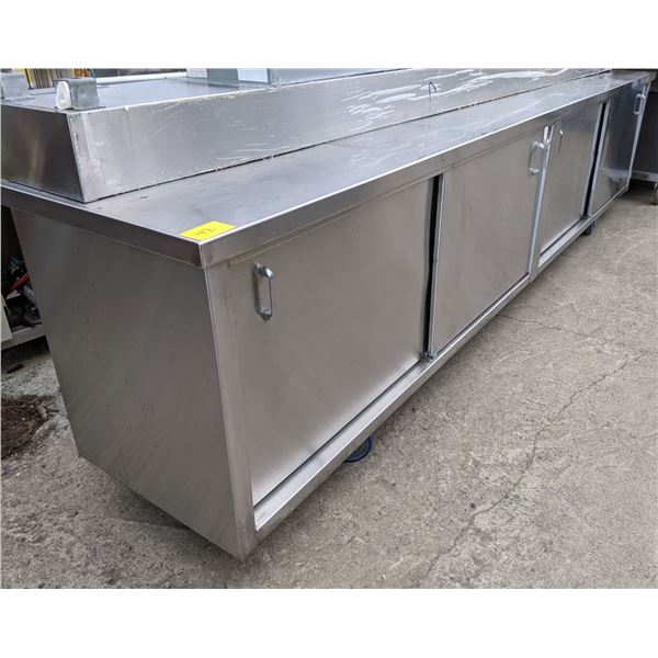 Stainless Steel Table Cabinet w/castors - approx. 11ft 10in x 2ft (d) x ...