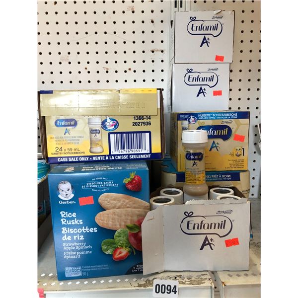 Large group of assorted baby food items - Enfamil A+ milk based iron ...