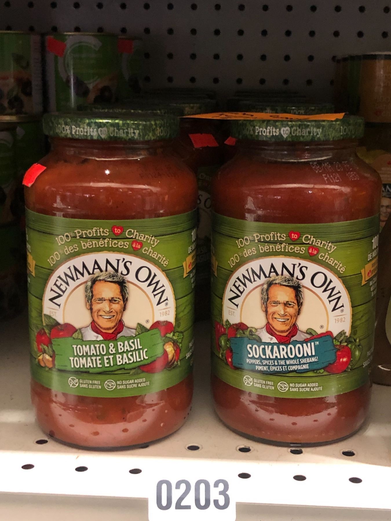 10 jars of Newman's Own tomatoes & basil & sockarooni pasta sauce ...