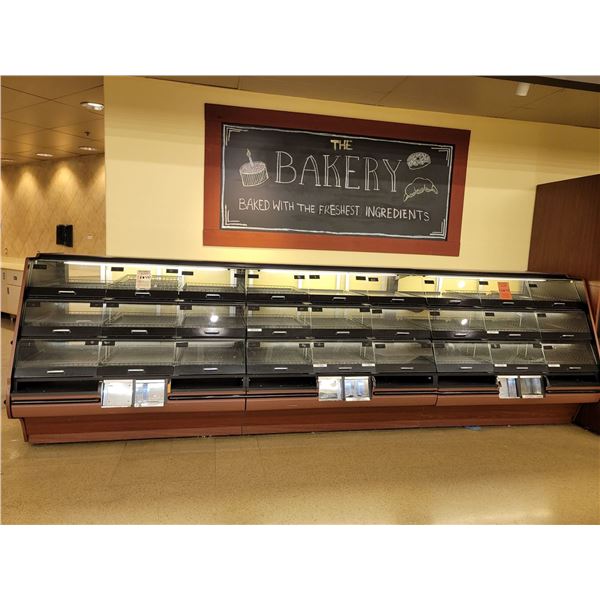 Group of 3 supermarket bakery items displays cases w/ hydraulic sliding ...
