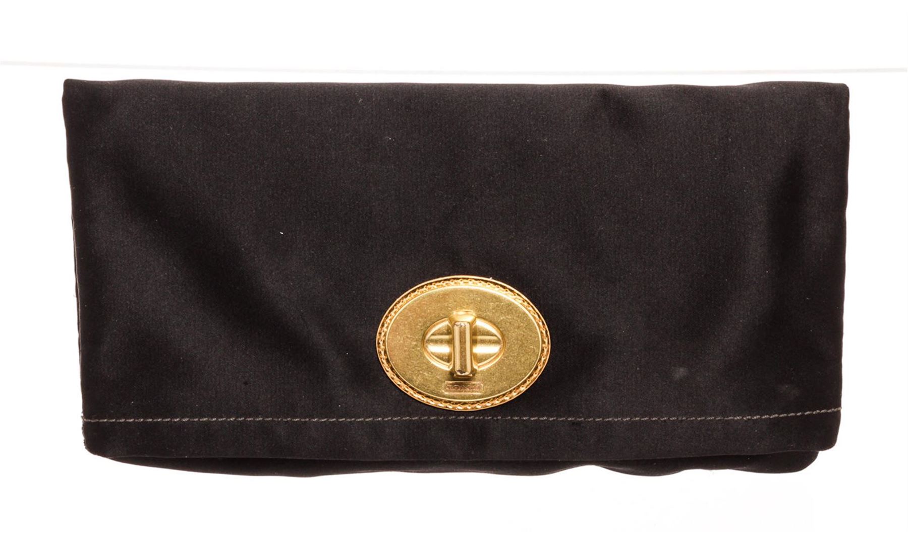 Coach Black Satin Amanda Clutch