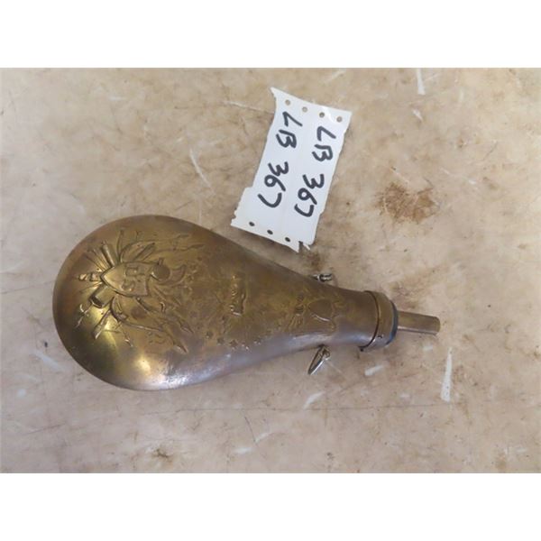 Brass Powder Flask Embossed Design Us Mcsherry Auction Service Ltd