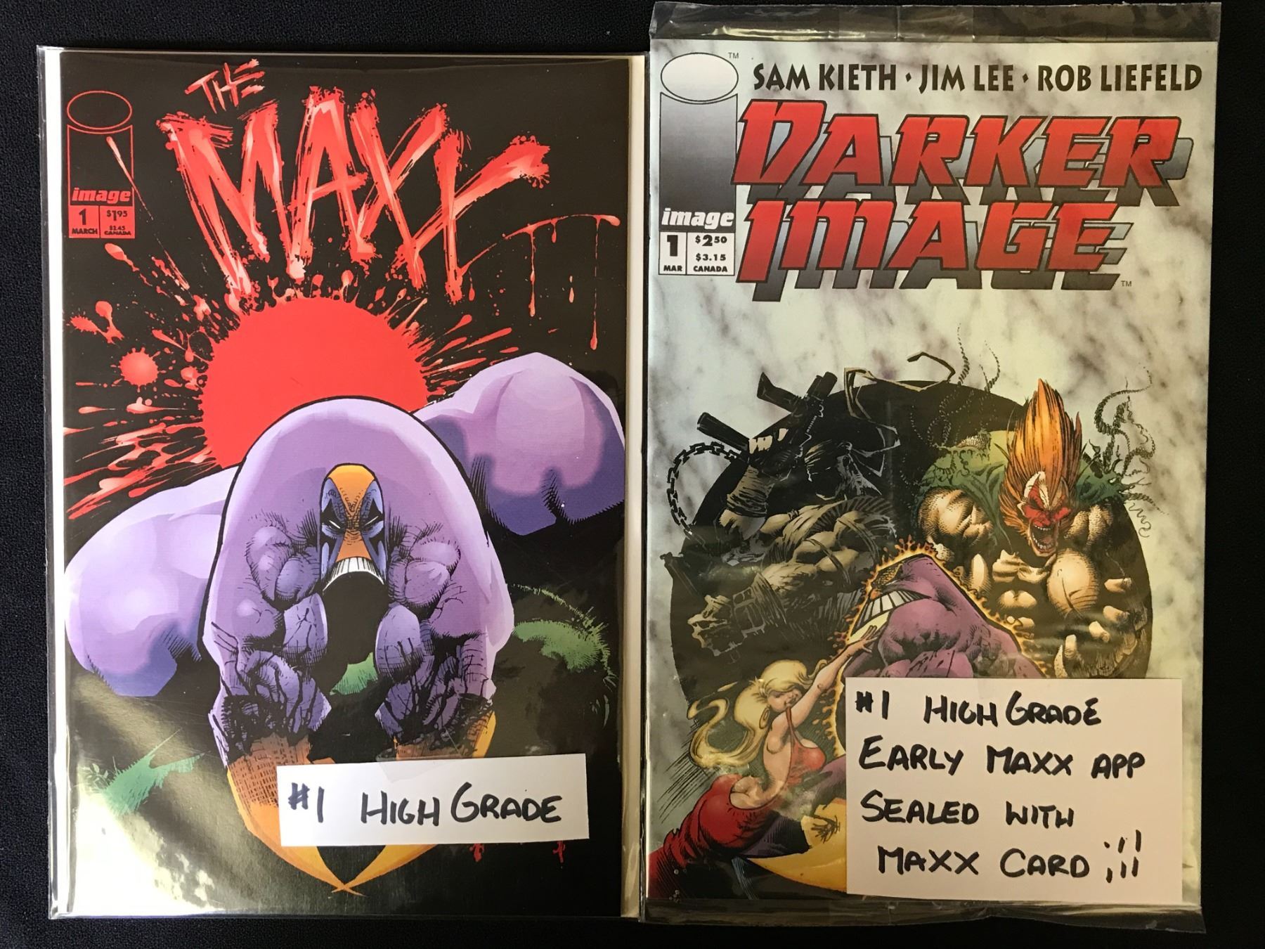 MAXX #1 & DARKER IMAGE #1 with LIMITED EDITION MAXX CARD NMT