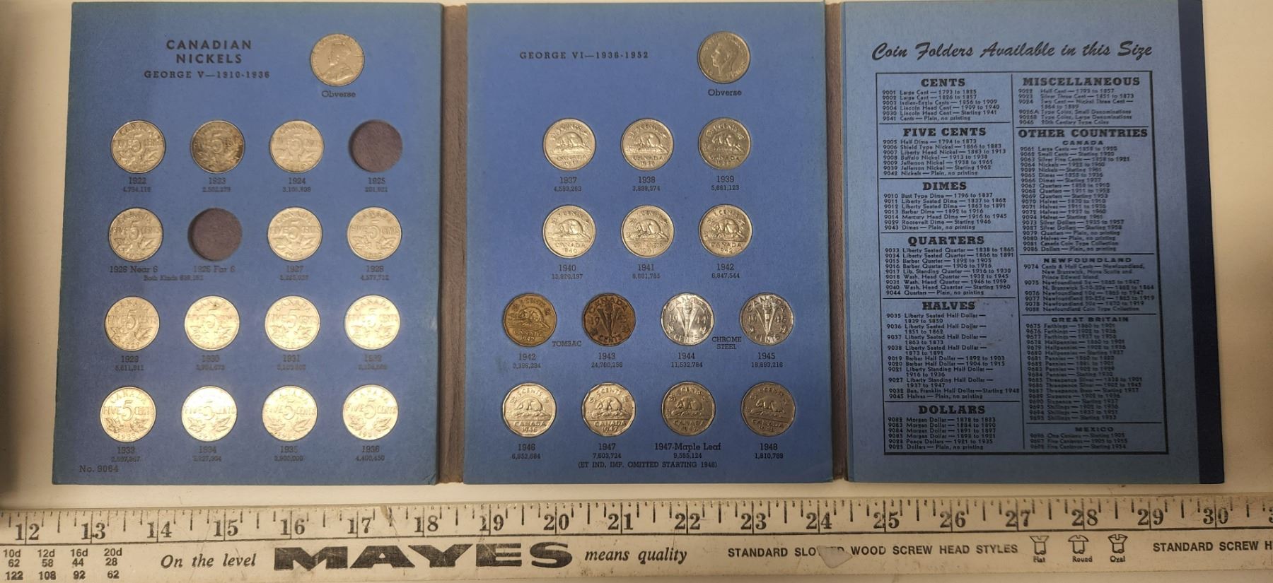 Canadian Nickel 5 Cents Collection 1922 To 1960 Missing Only Key Dates canadian-nickel-5-cents-collection-1922-to-1960-missing-only-key-dates