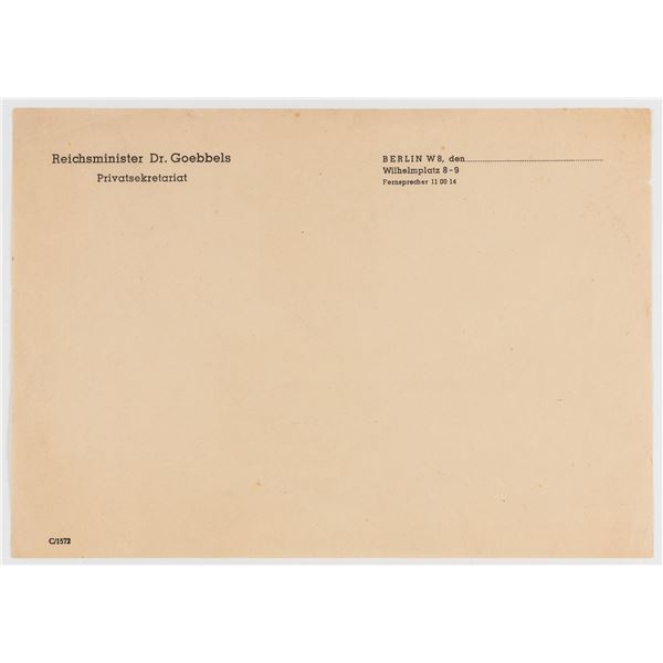 JOSEPH GOEBBELS STATIONARY