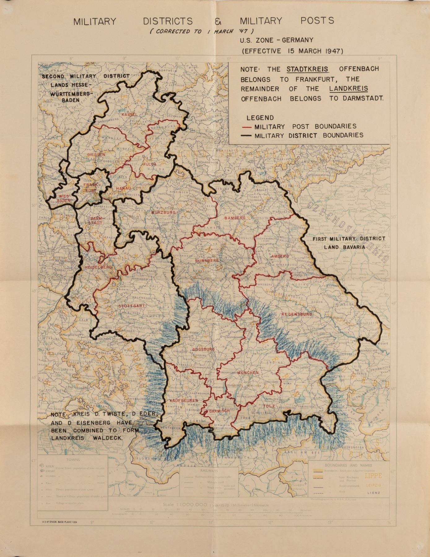1947 U.S. OCCUPIED GERMANY MAP