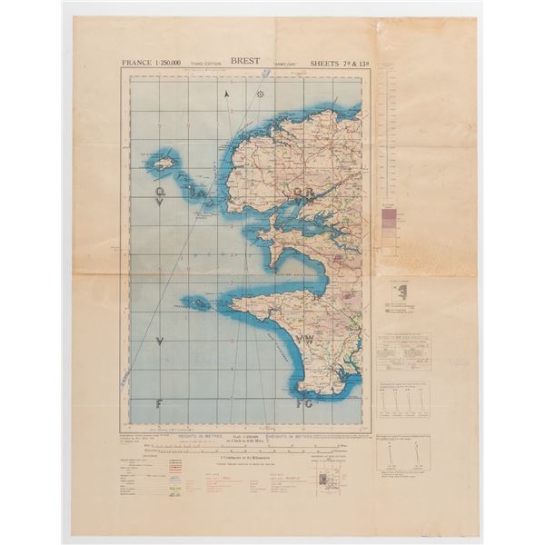 1943 MAP OF BREST FRANCE