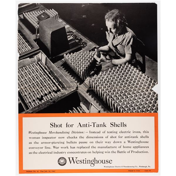 ANTI-TANK SHELLS WWII WESTINGHOUSE POSTER