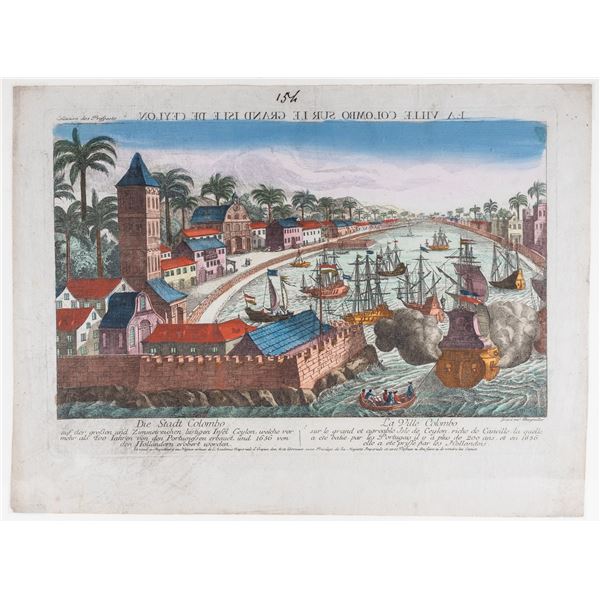 PERSPECTIVE VIEW ENGRAVING COLOMBO CITY BY BERGMULLER