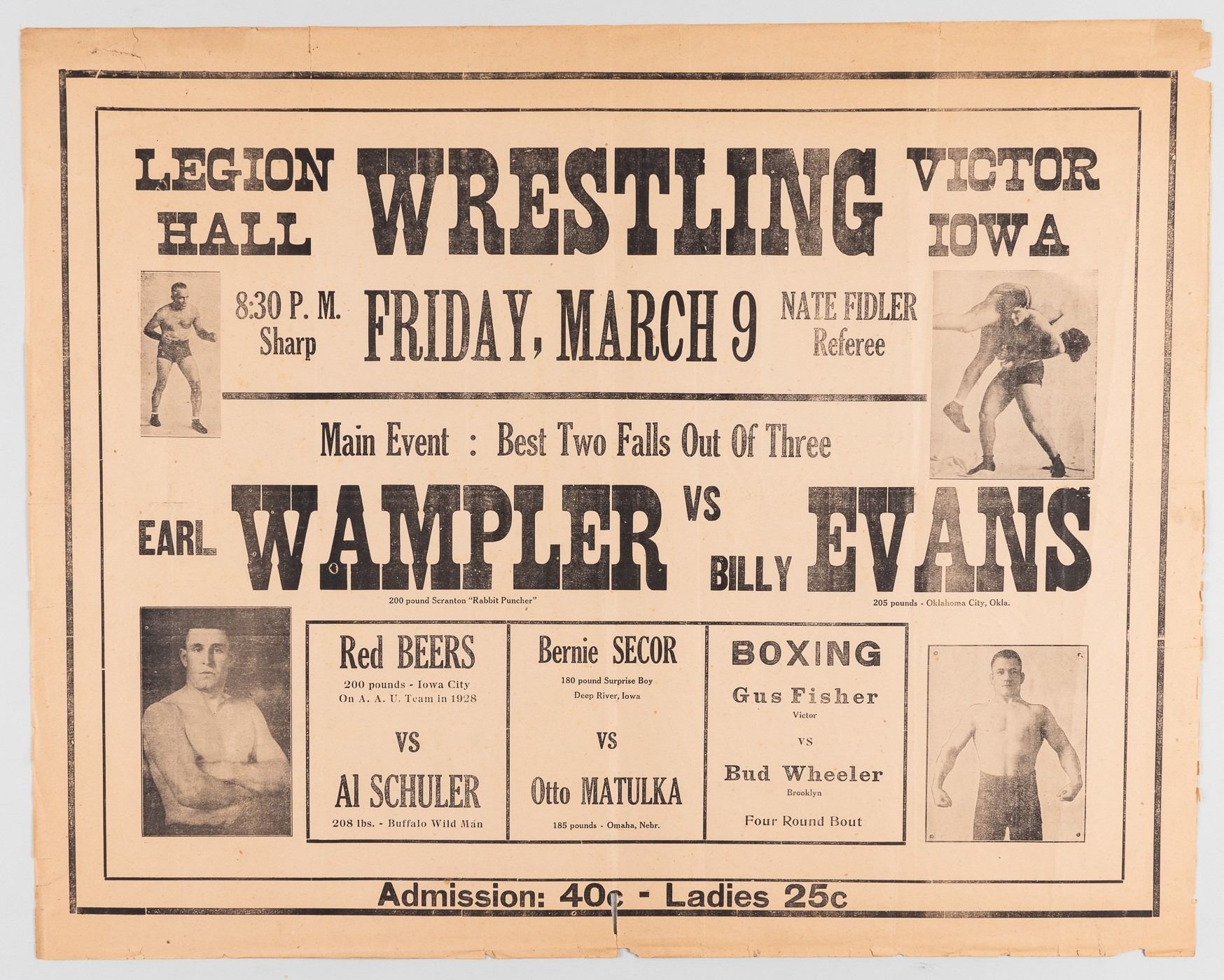 WRESTLING POSTER 1920s