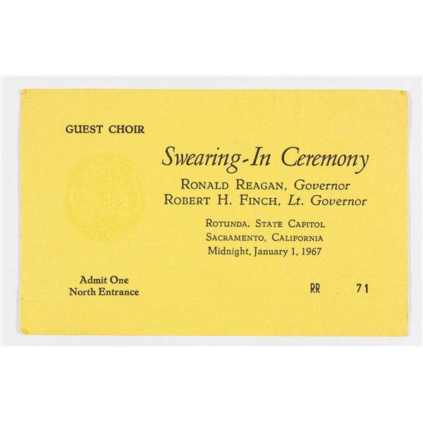 REAGAN SWEARING-IN CEREMONY PASS