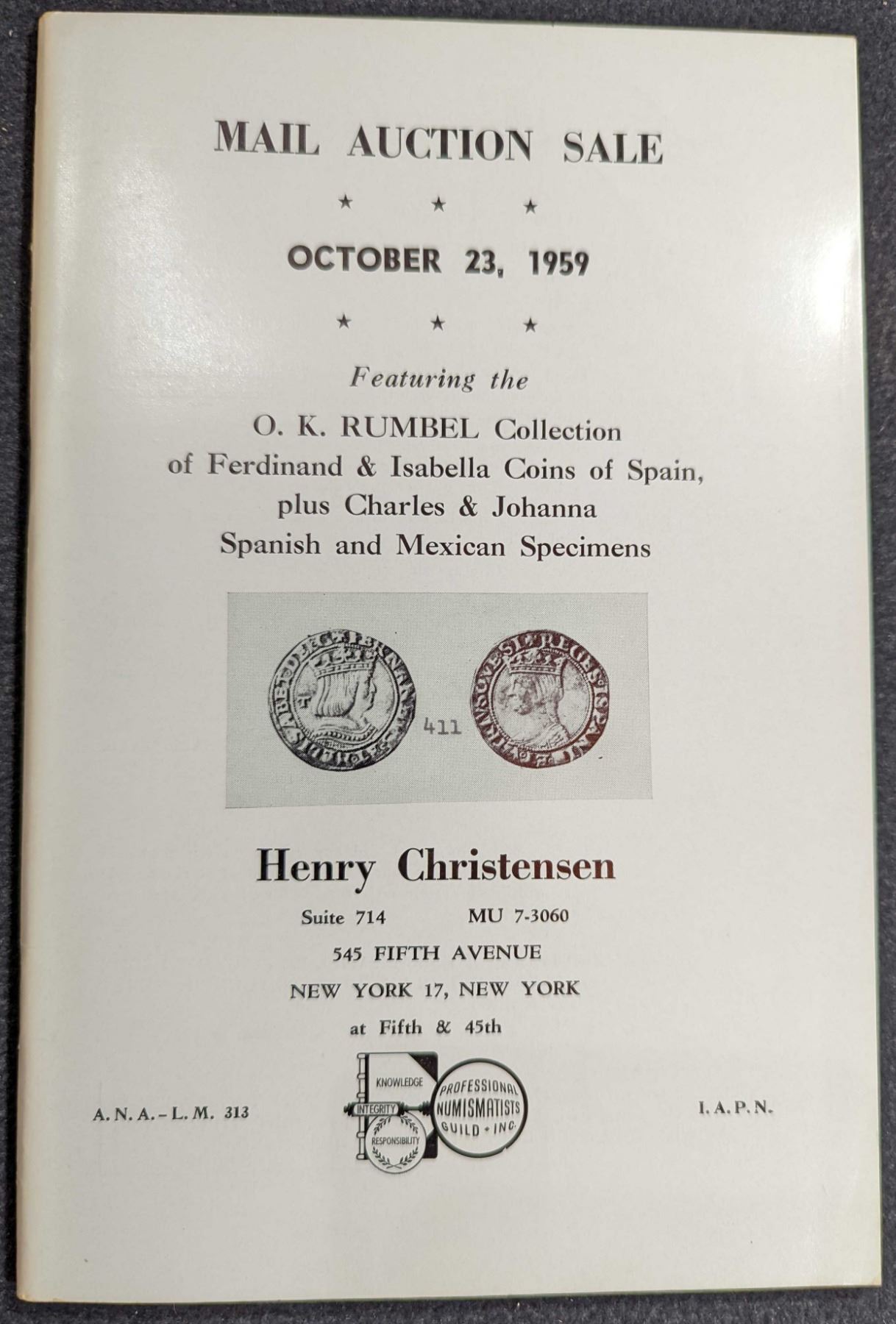 Christensen, Henry: Mail Auction Sale Featuring the O.K. Rumbel ...