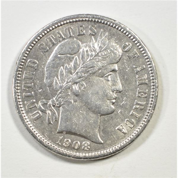 1908-D BARBER DIME AU