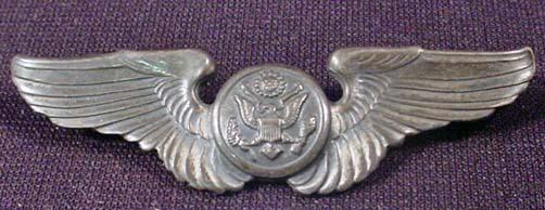 WW2 AAF AIR CREW STERLING SILVER WING BADGE