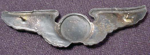 WW2 AAF AIR CREW STERLING SILVER WING BADGE