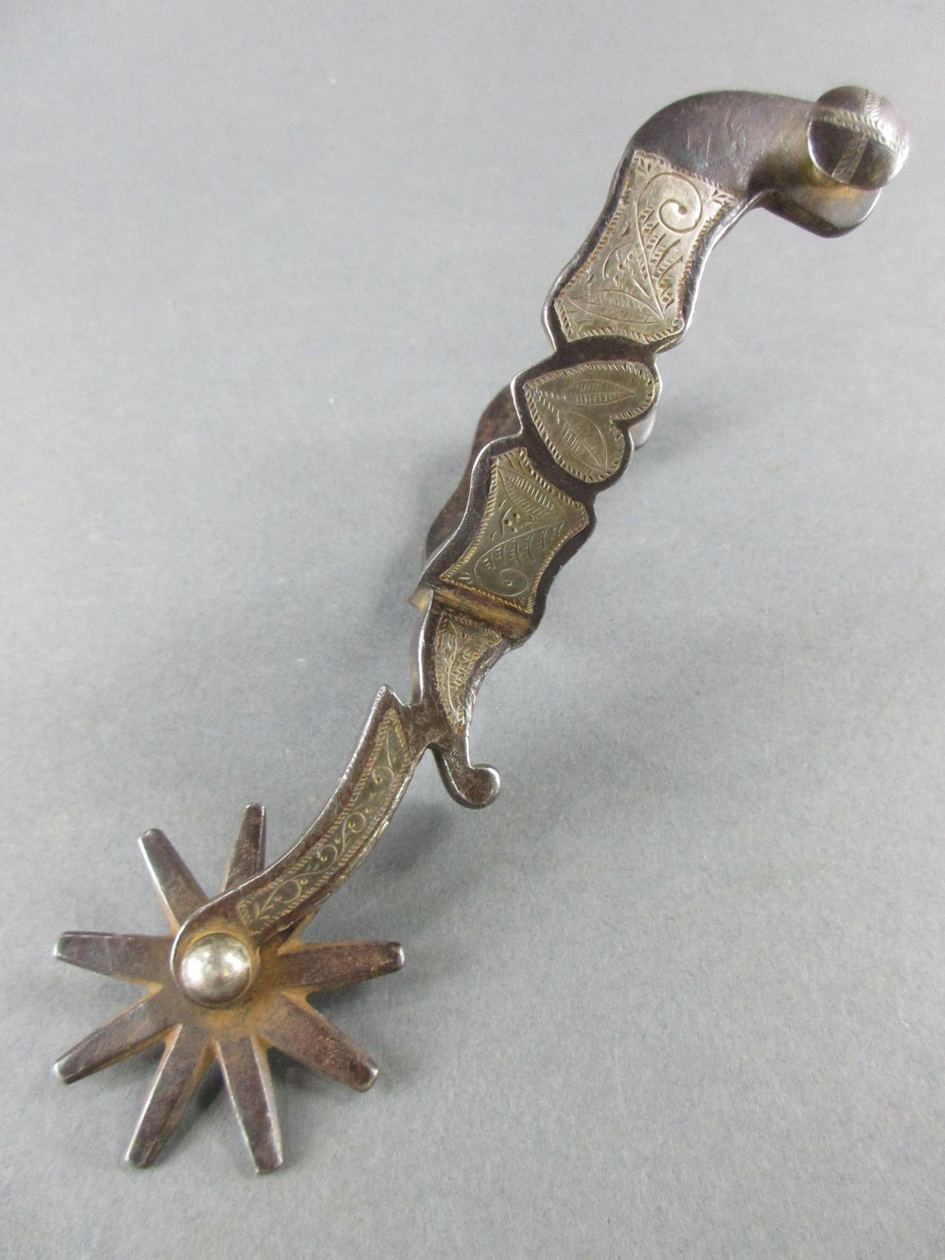 Marked EH (Eddie Hulbert) Silver Inlaid Spurs- .75" Bands- 2.75" Shanks ...