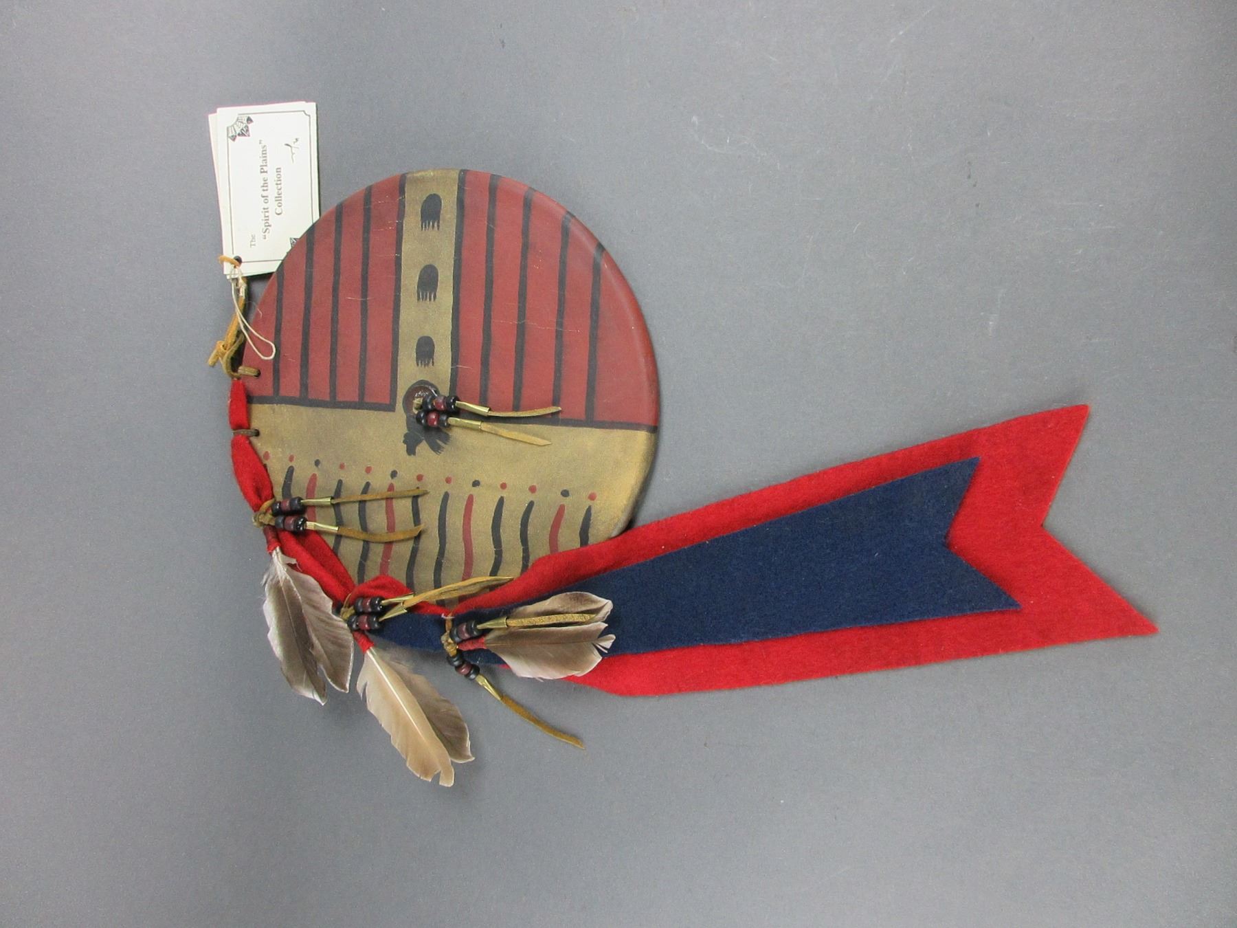 Kiowa Style "Bear Society" Leather Battle Shield- Deerskin- Trade Cloth ...