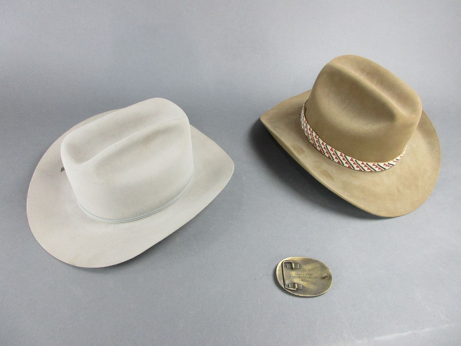 7 1/8 Brown Stetson 4X Hat- Beaded Hat band- 7 1/8 Silver Belly Stetson ...