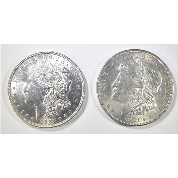 (2) 1921 MORGAN DOLLARS XF, AU