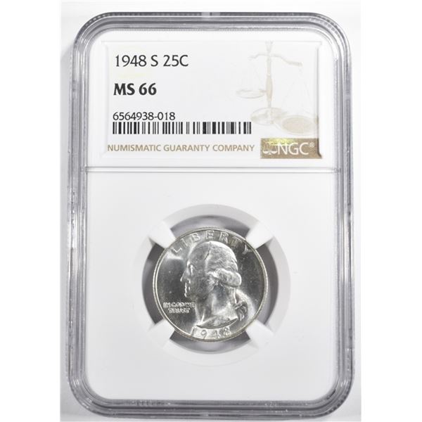 1948 S WASHINGTON QUARTER NGC MS 66