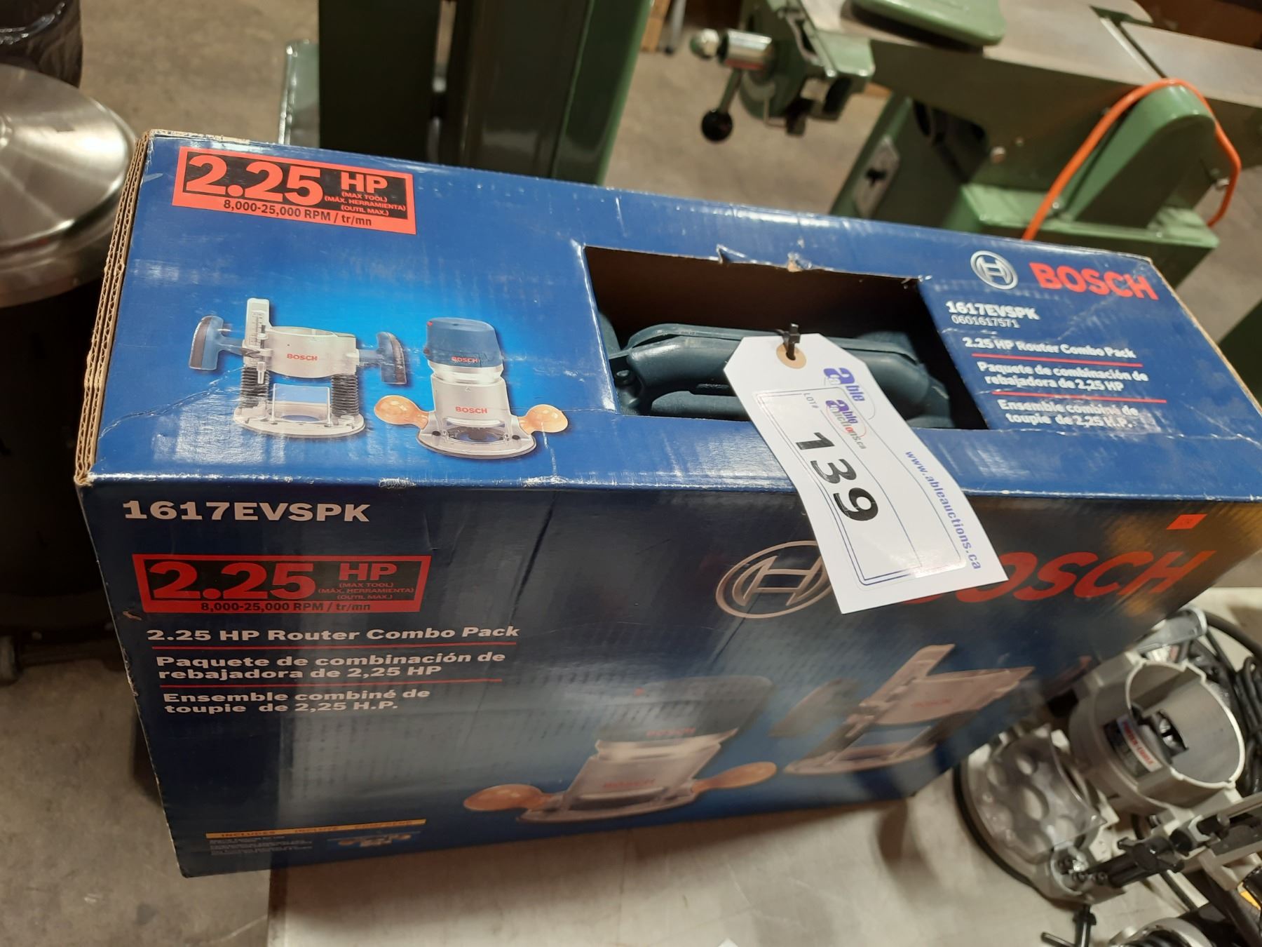 Bosch 1617evspk 2 25 Hp Router Combo Pack In Box Able Auctions