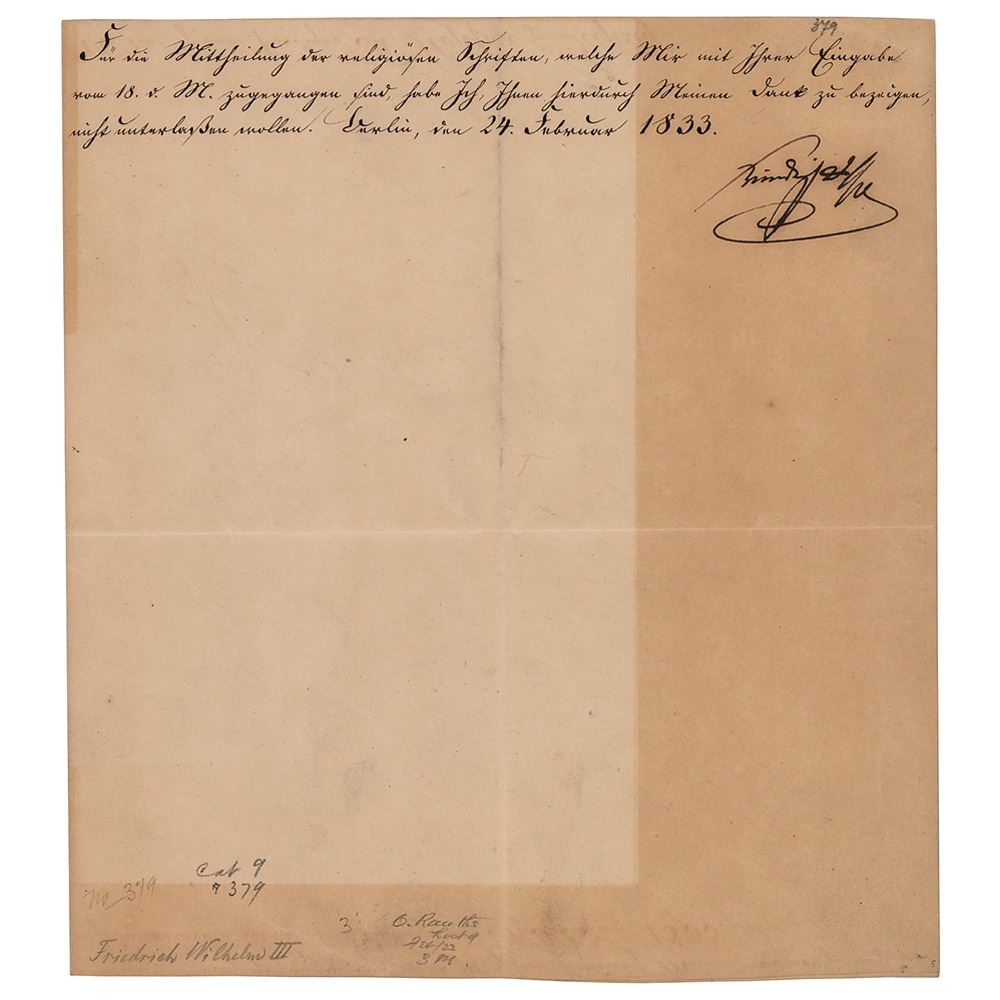 King Frederick William III of Prussia Document Signed