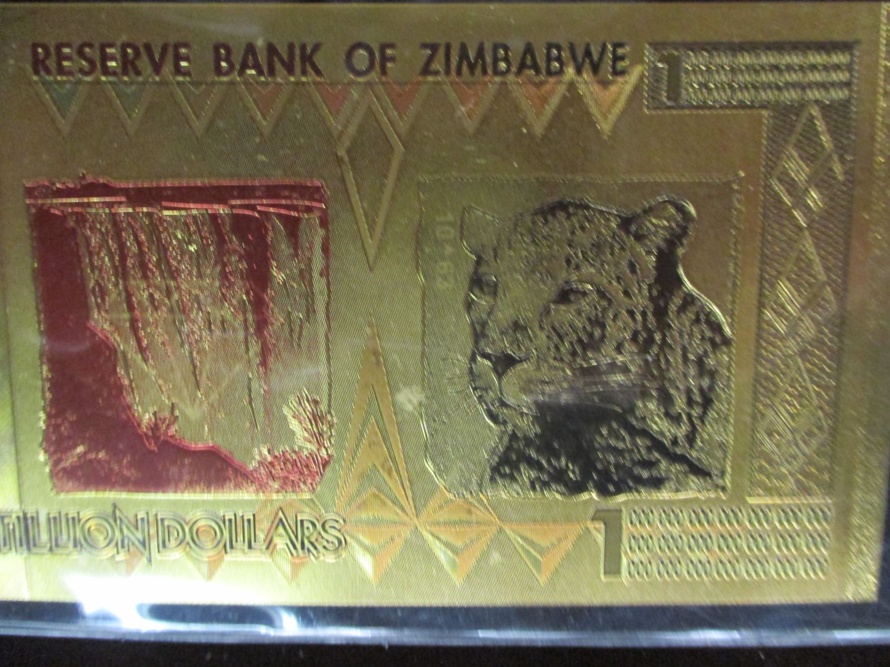 COLORIZED GOLD FOIL 1 VIGINTILLION BANK NOTE FROM ZIMBABWE (NOT LEGAL ...