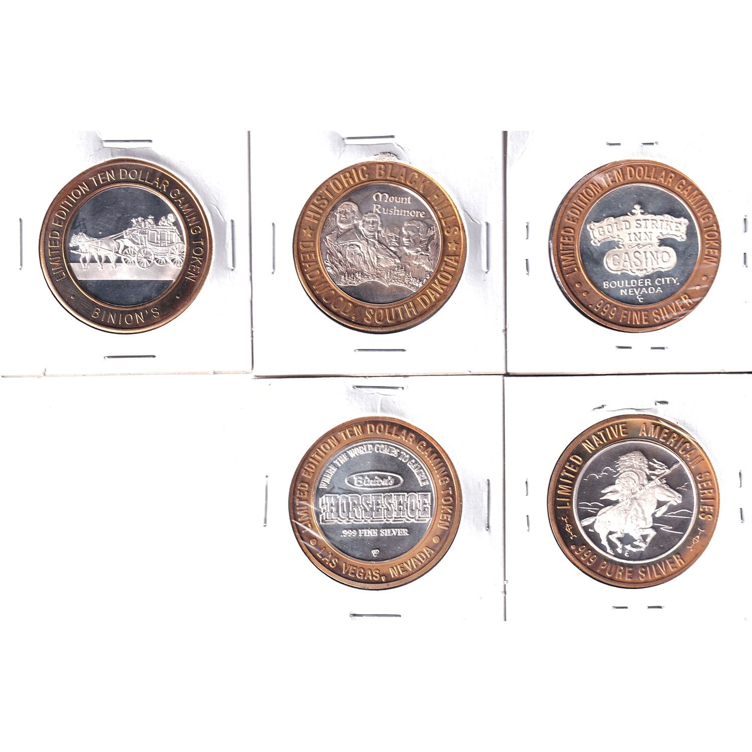 5x USA Limited Edition Casino Gaming Tokens w/ Fine Silver Centres ...