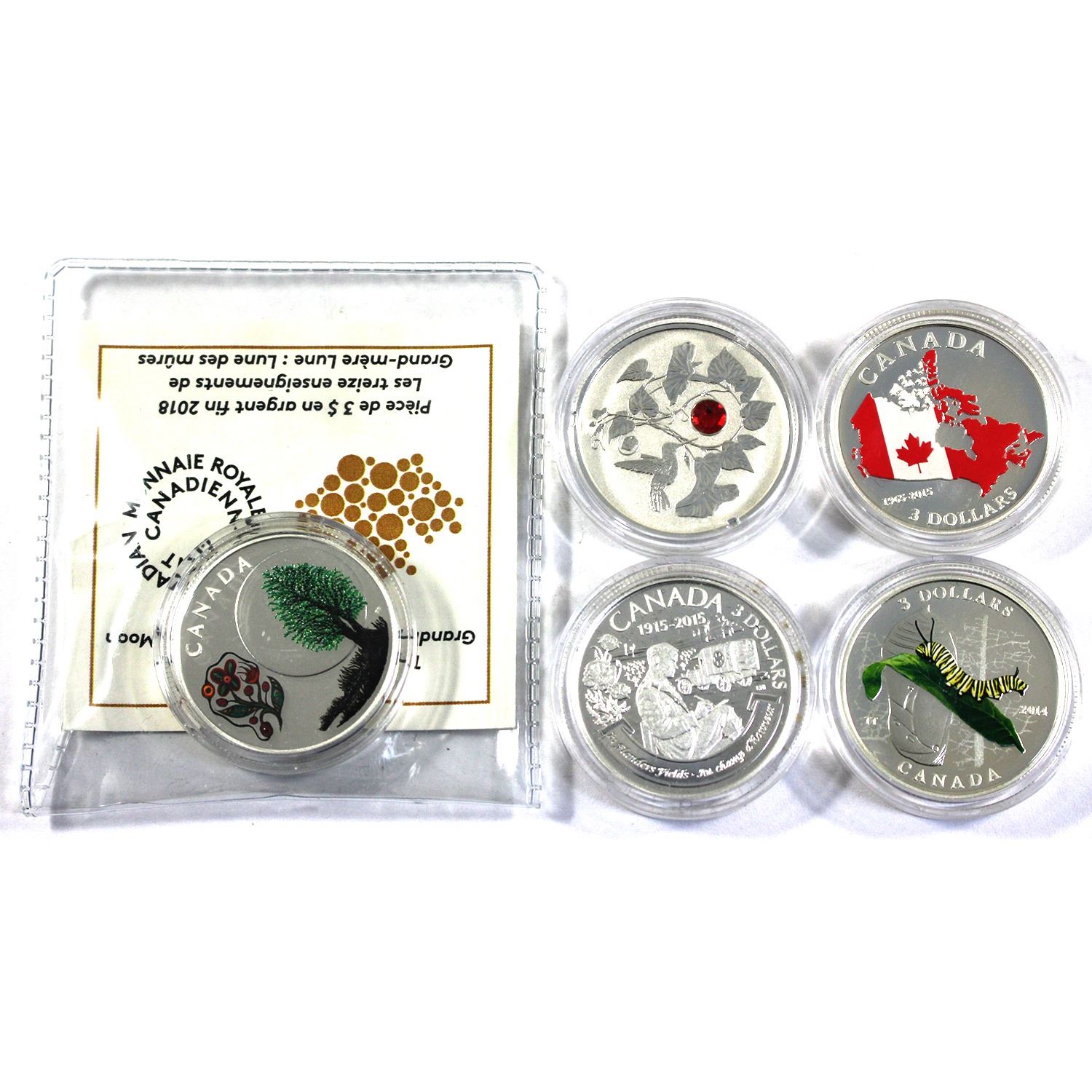 5x 2013-2018 $3 Fine Silver Coins. All Coins .9999 Fine! 5pcs. (Tax Exempt)