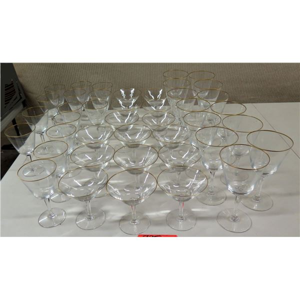 Approx Qty 41 Stemmed Glasses W Gold Tone Rim Oahu Auctions