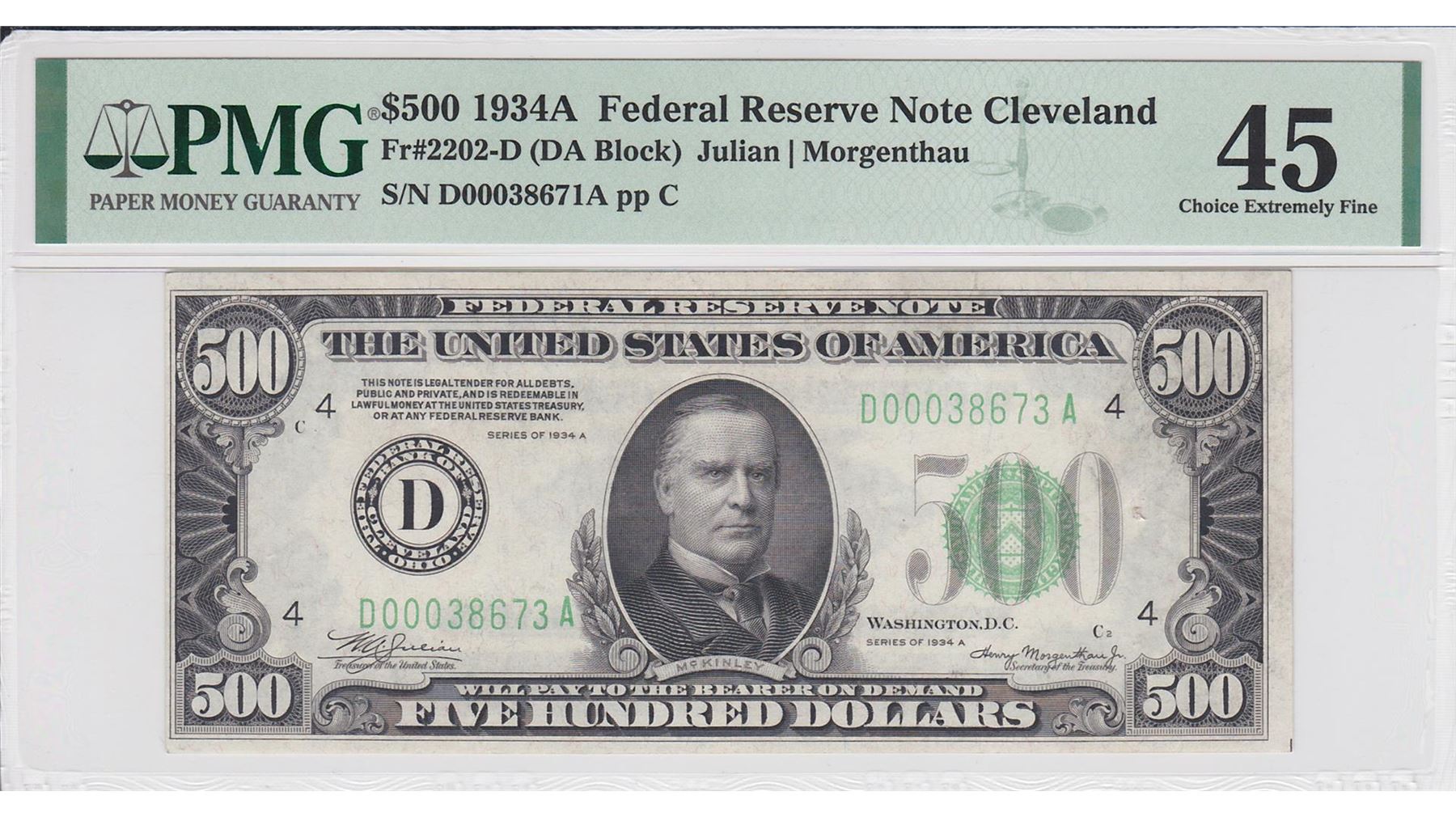 1934A $500 Federal Reserve Note Cleveland