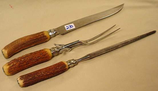 VINTAGE BONE HANDLED CARVING SET