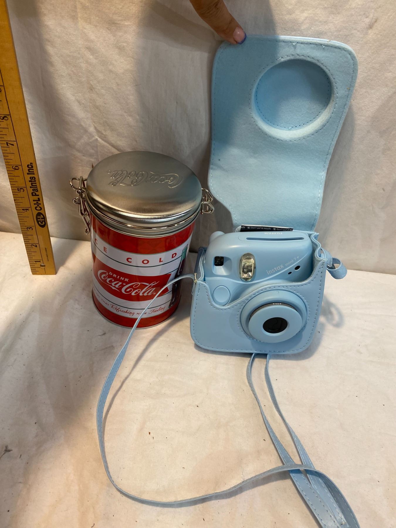 Coca Cola tin and instax mini 7+