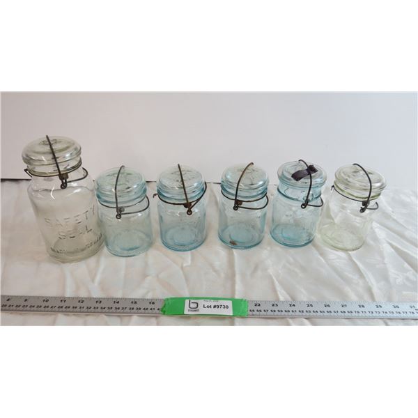 Assorted Glass Jars Blue And Clear Bodnarus Auctioneering