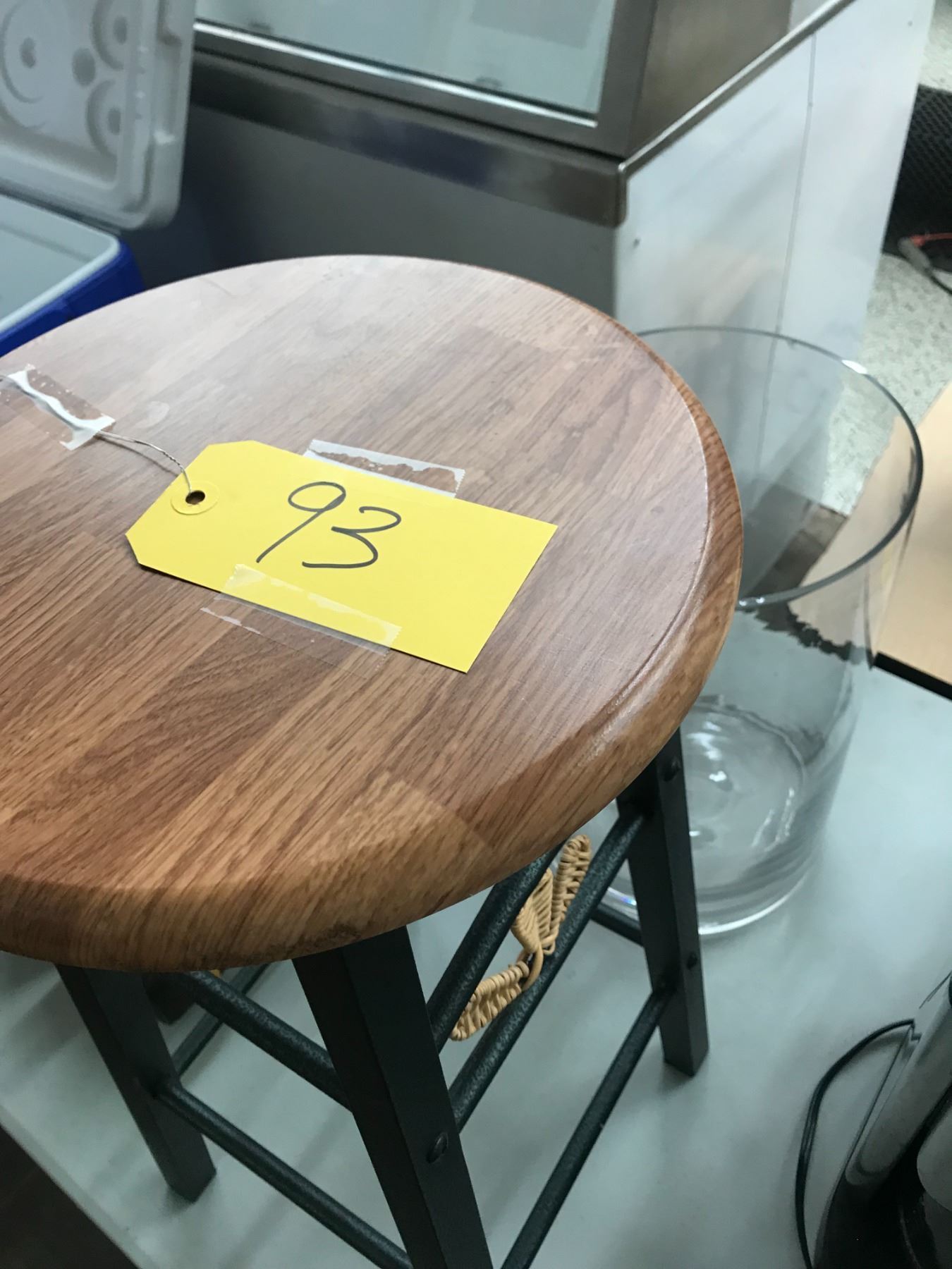 Stool and Large Glass Vase