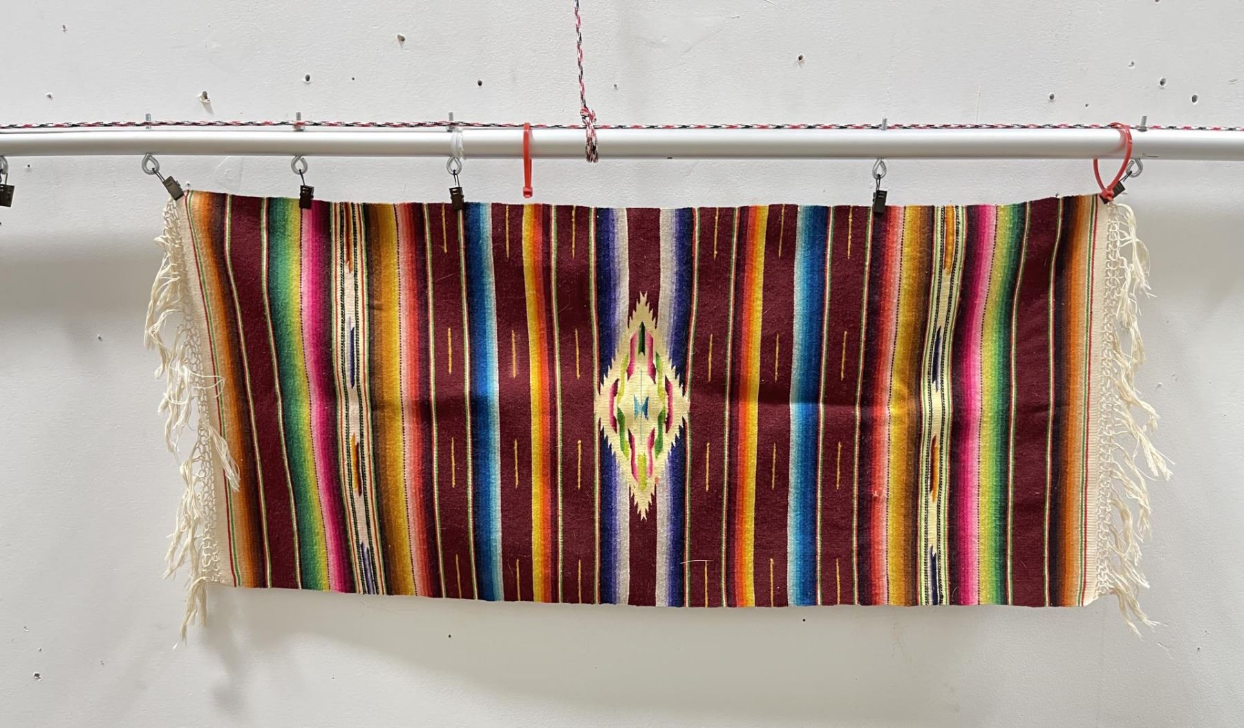 Antique Mexican Wool Serape Saltillo Blanket
