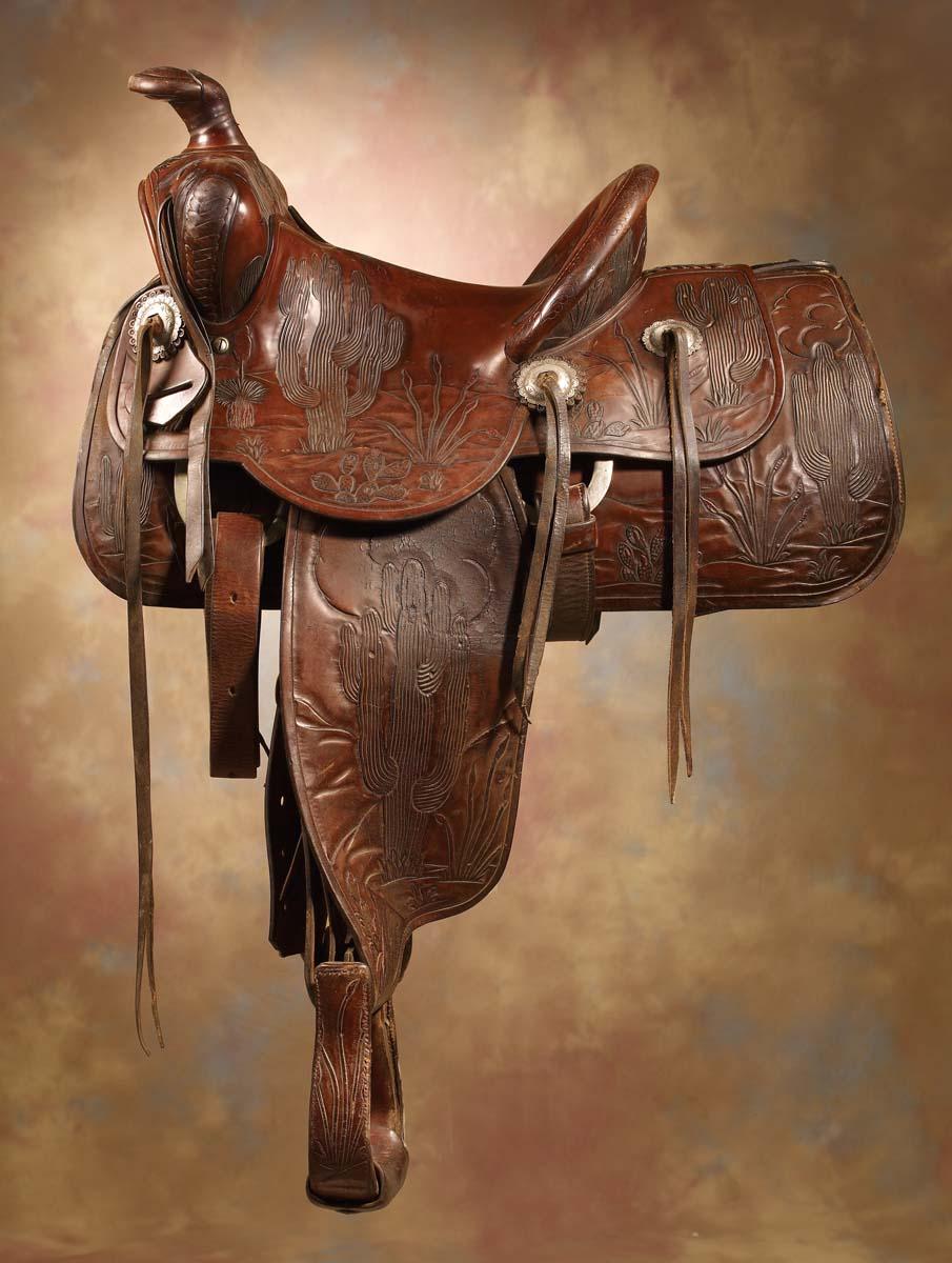 Pictorial Southwest Cactus Saddle with Keyston Bros Conchos