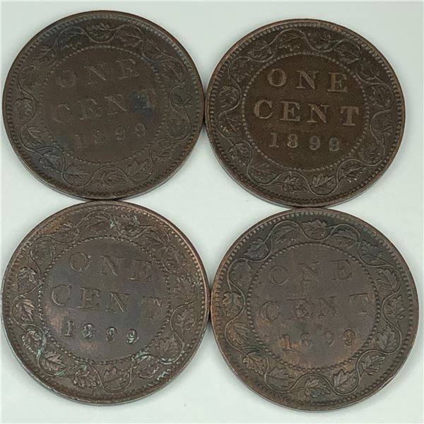 1899 Large Cent Group lot of 4 EF or better