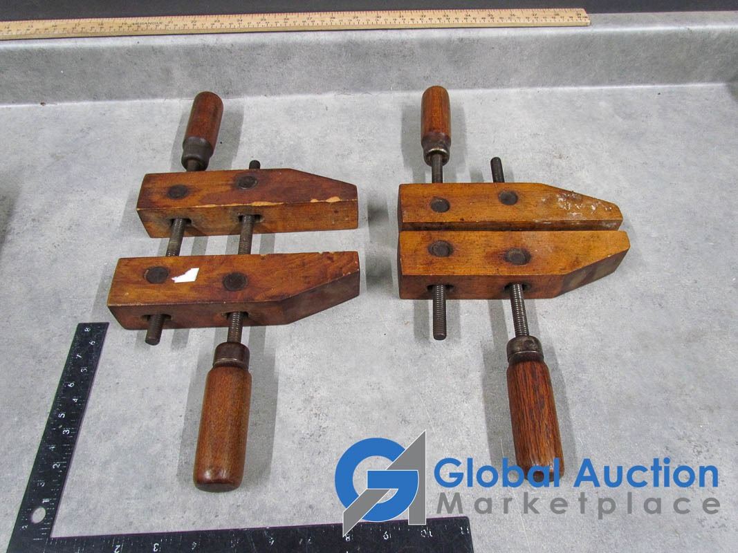 (2) Antique Wood Clamps
