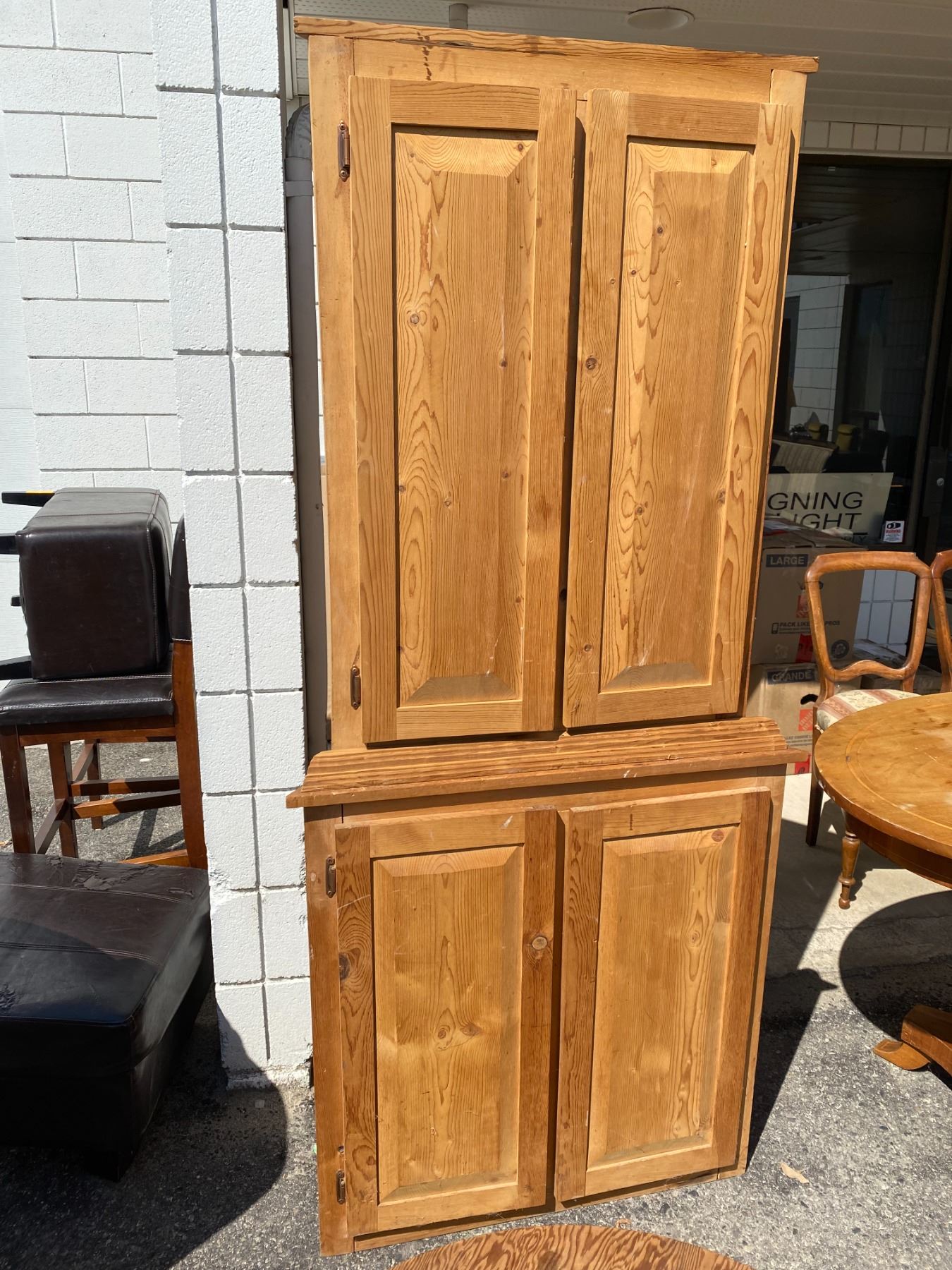 2 piece pine cabinet